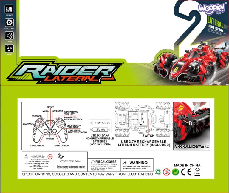 WOOPIE puldiga juhitav trikiauto RAIDER – suitsuefekt - LENDELA